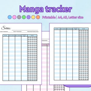 Printable Manga Tracker, Manga Log, Manga Journal - Etsy