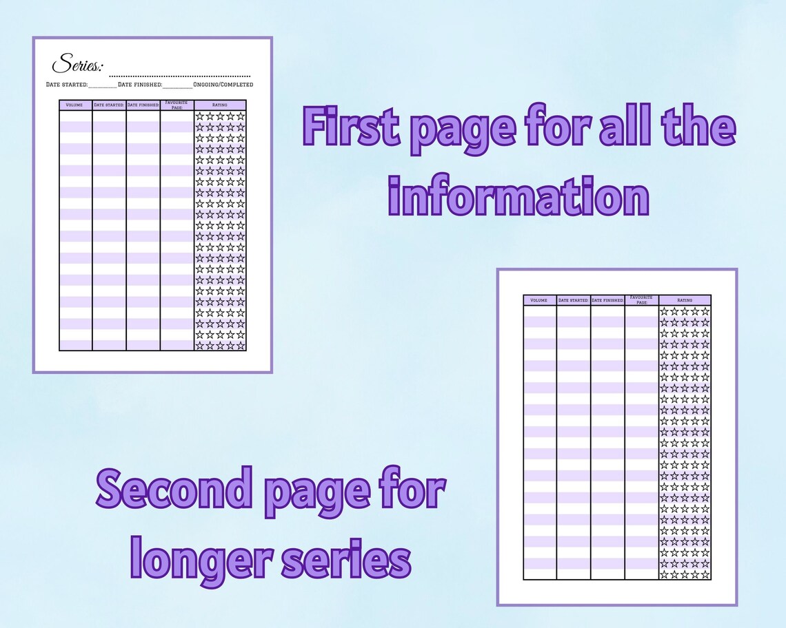Printable Manga Tracker, Manga Log, Manga Journal - Etsy