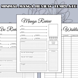 Printable Manga Review Template, Manga-tracker, Minimal Anime Diary ...