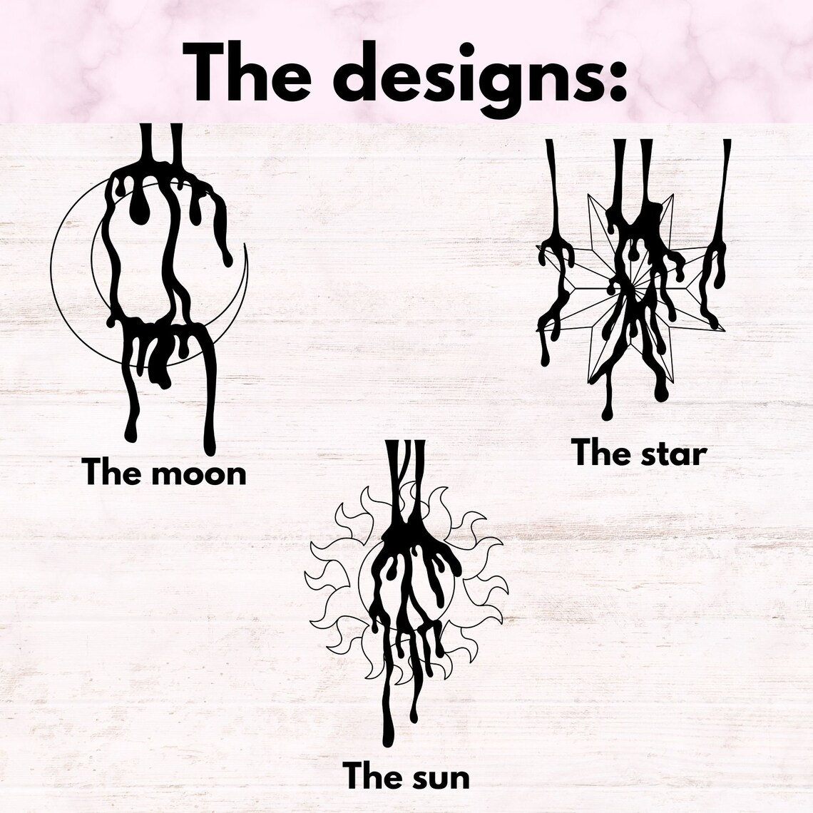 Celestial Ink Spill SVG, Dripping Moon, Sun, Star. SVG for Crafts. - Etsy