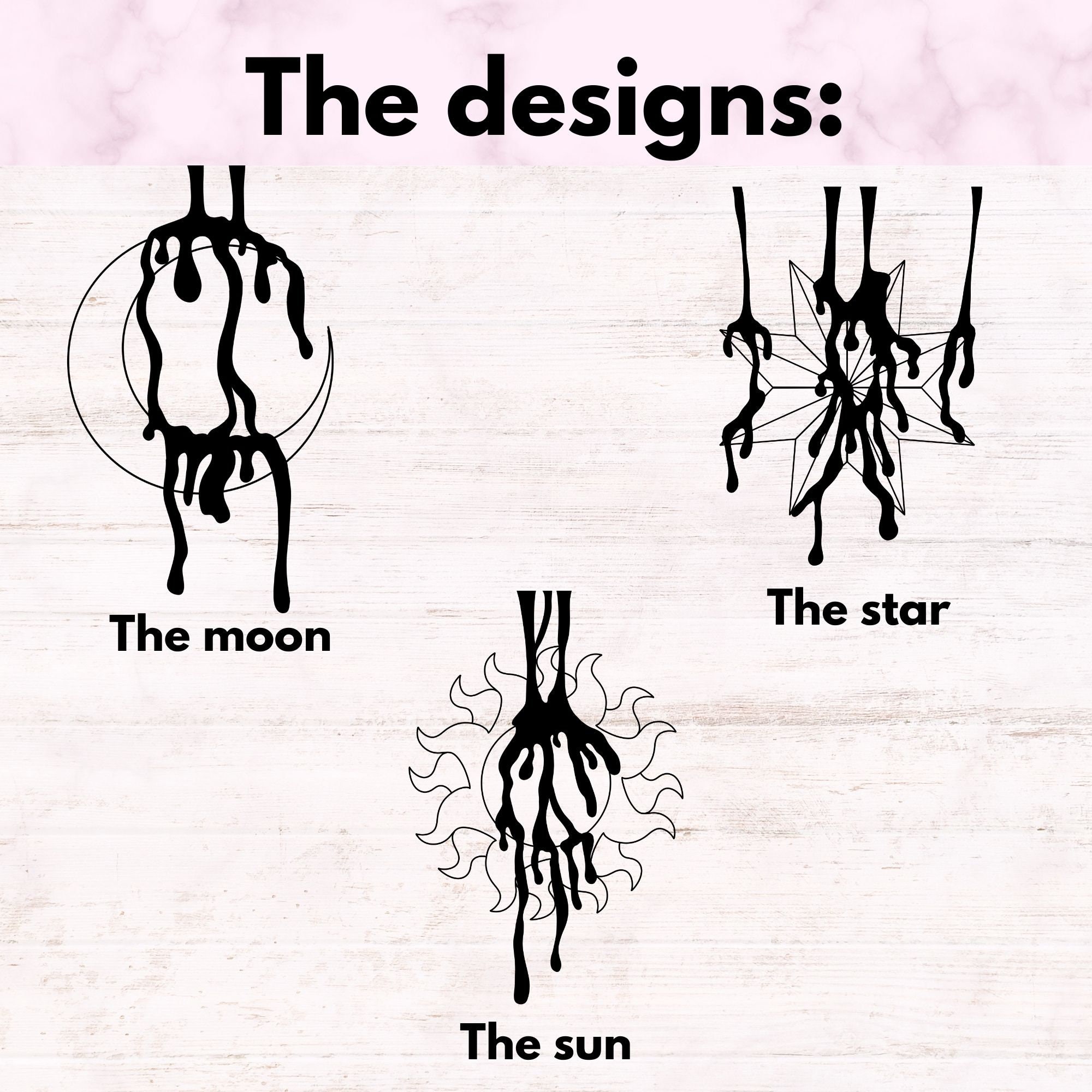 Celestial Ink Spill SVG, Dripping Moon, Sun, Star. SVG for Crafts. - Etsy