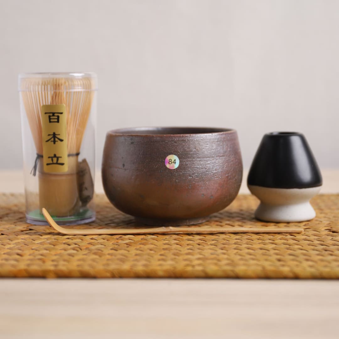 Wood-fired Ceramic Chawan With Bamboo Whisk and Chasen Holder Tea ...