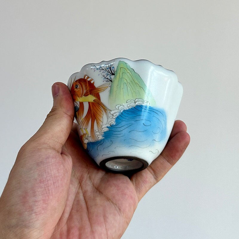 Hand-painted Carp Ceramic Tea Cup 90ml - Etsy