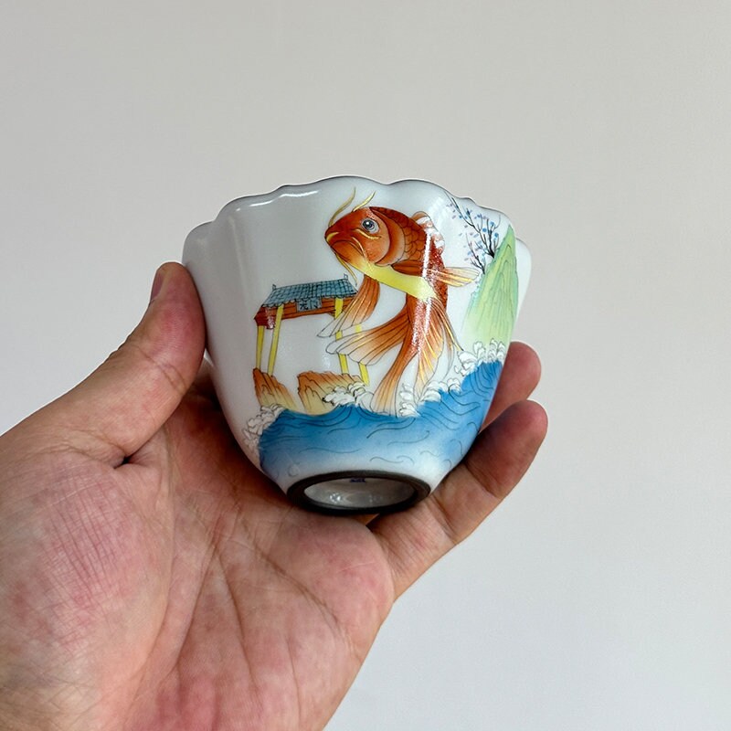 Hand-painted Carp Ceramic Tea Cup 90ml - Etsy