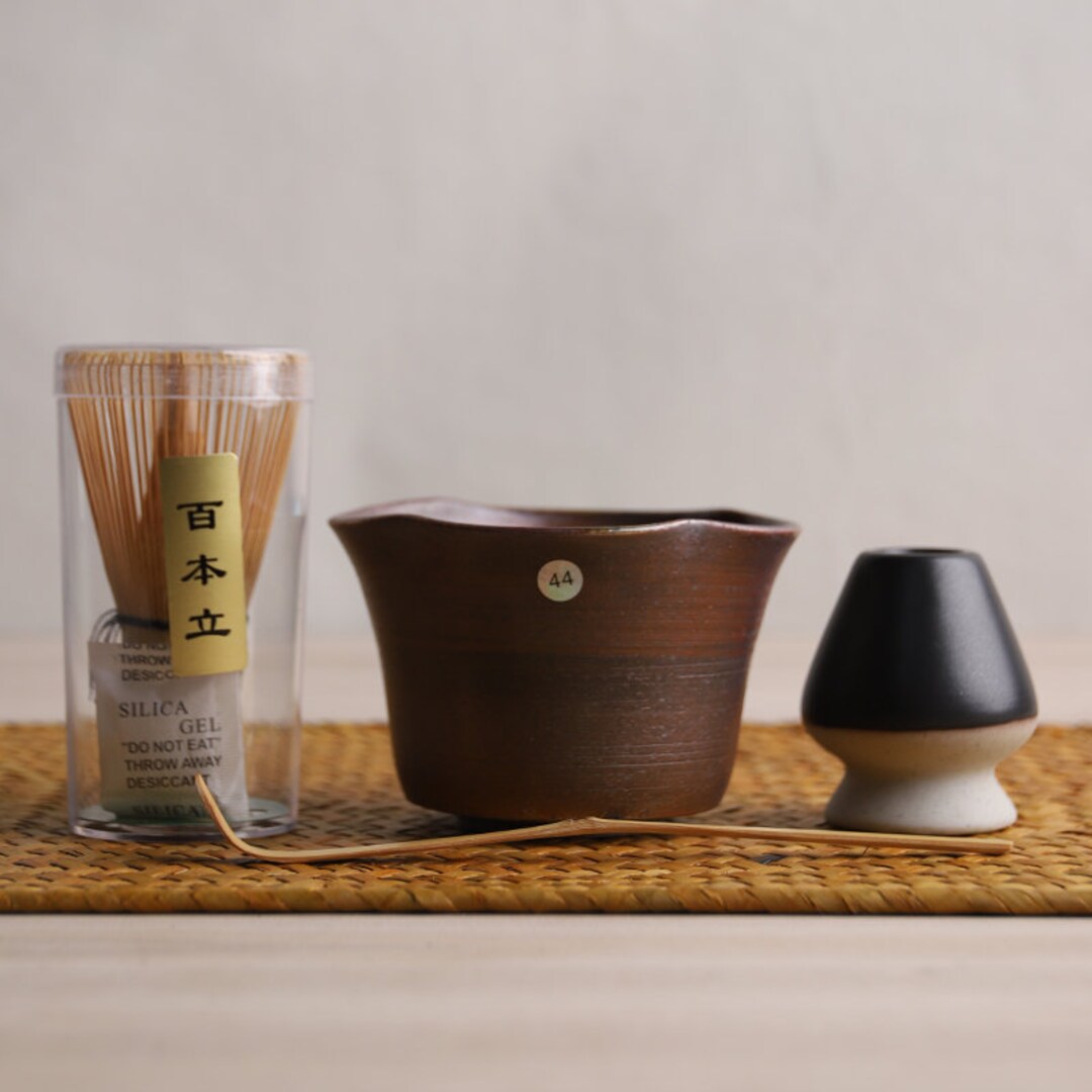 Firewood Ceramic Chawan With Bamboo Whisk and Chasen Holder - Etsy
