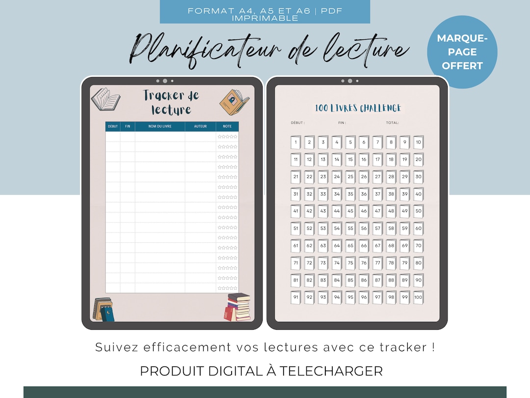 Tracker de lecture imprimable, suivi de lecture, cadeau pour les ...