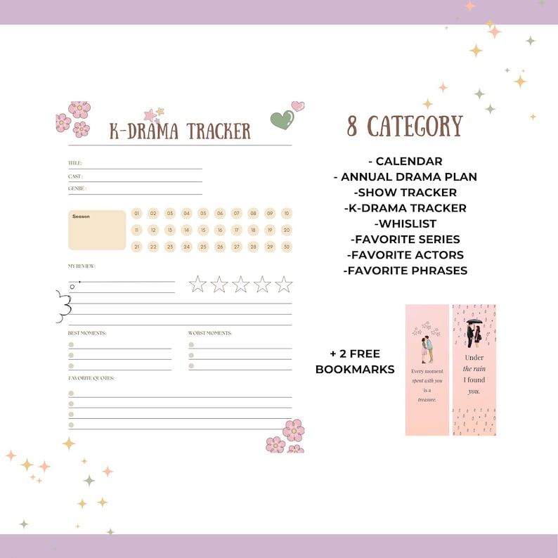 Planificador de K-Dramas - PDF imprimible | Lista de seguimiento ...
