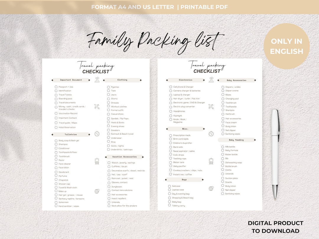 Family Travel Packing List, Caribbean Packing List, Europe Packing List ...