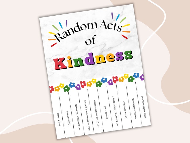 Random Acts of Kindness School Activity, World Kindness Day Youth Group ...