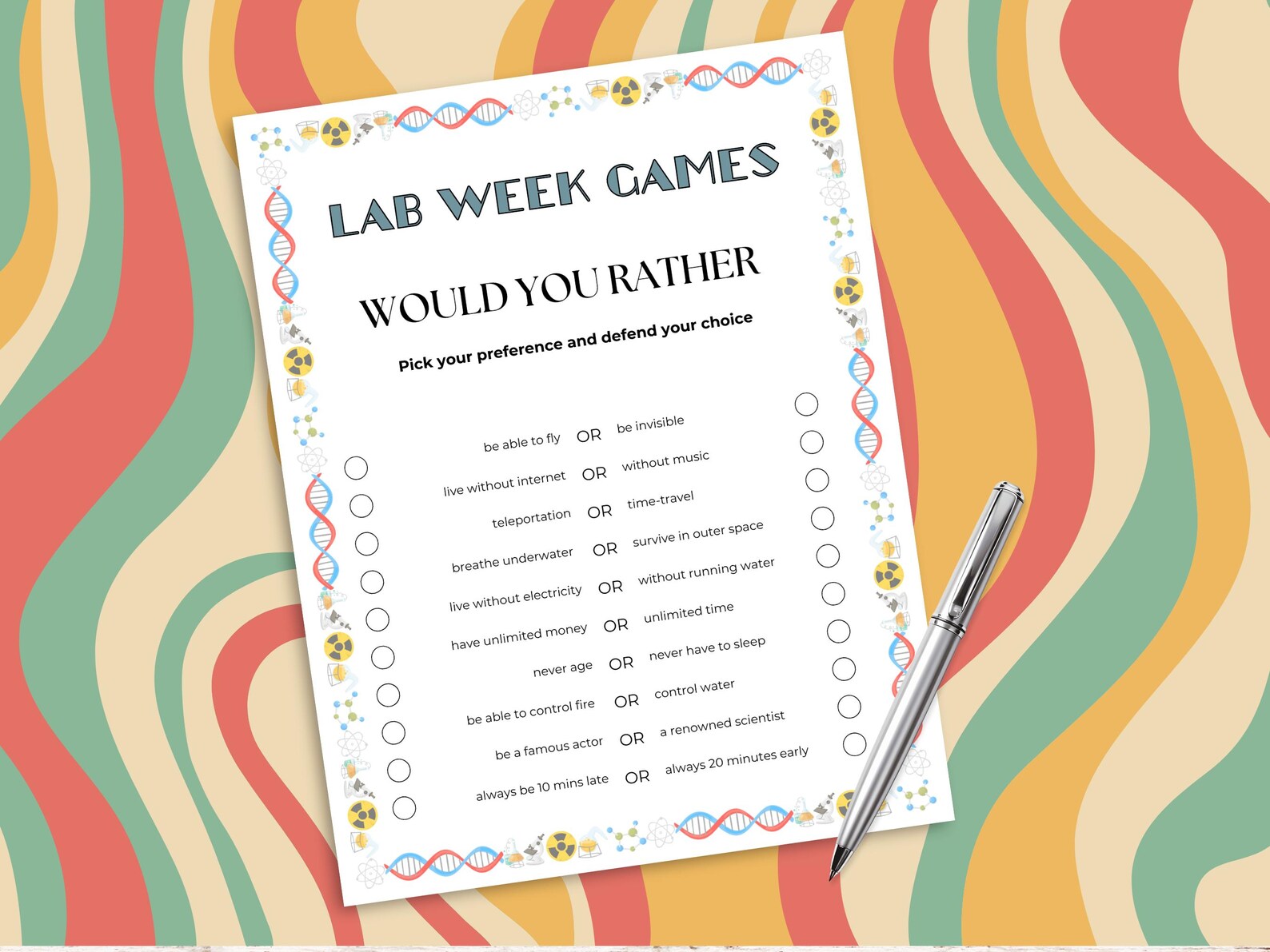 Printable Lab Week 7 Games Bundle, 2025 Lab Week, Co-worker Games, Laboratory Week Activities ...