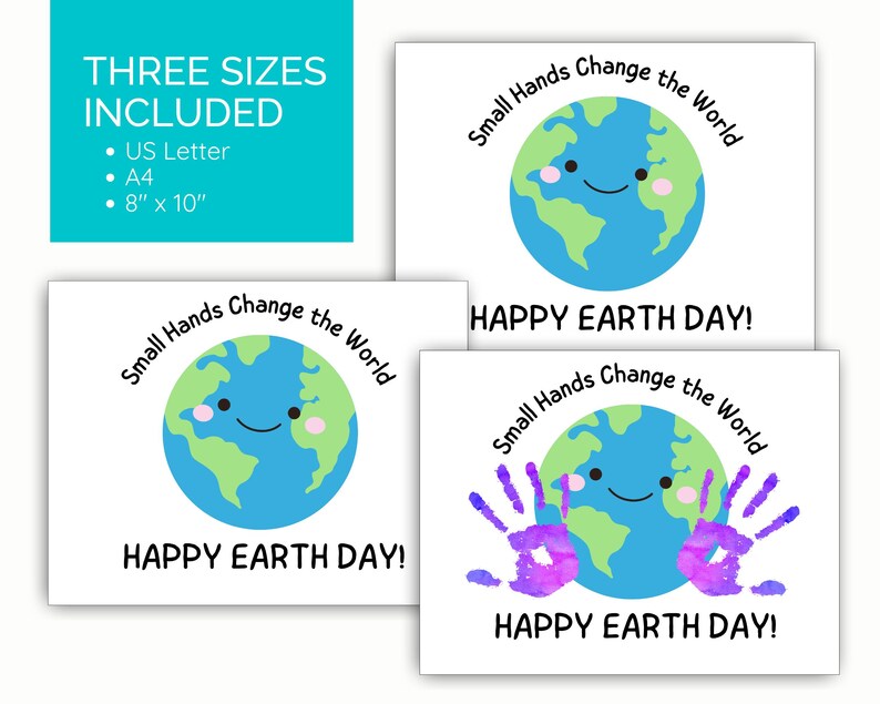 Earth Day Handprint Keepsake, Small Hands Change the World Sign, Earth ...