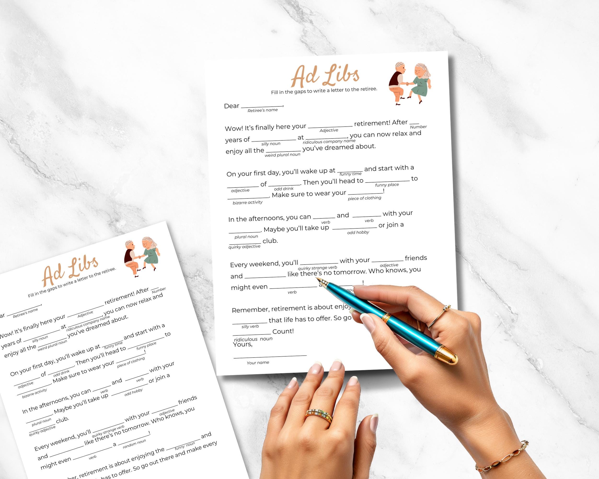 Ad Libs Retirement Game. Print & Play, Perfect for Office Retirement ...