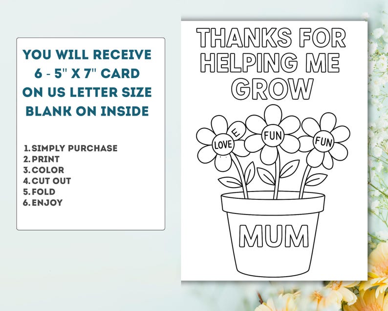 Mother’s Day Coloring Cards for Kids, Printable Mother’s Day Cards to ...