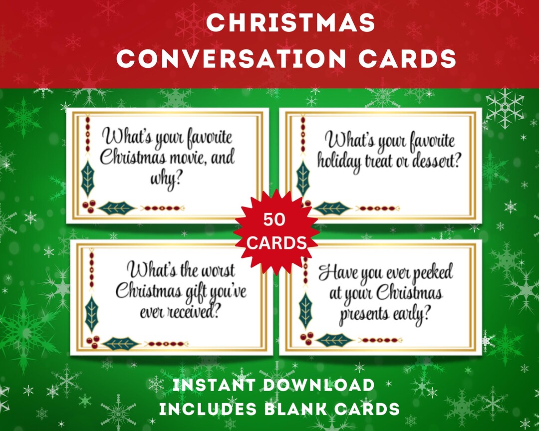 Christmas Conversation Starter Cards, Place Cards, Name Cards ...