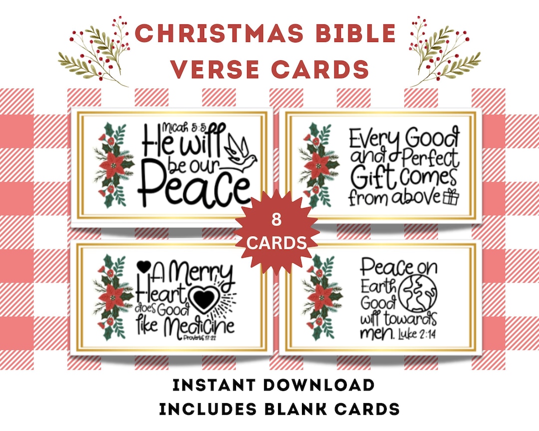 Christmas Scripture Verse Cards, Bible Verse Cards, Christian Advent ...