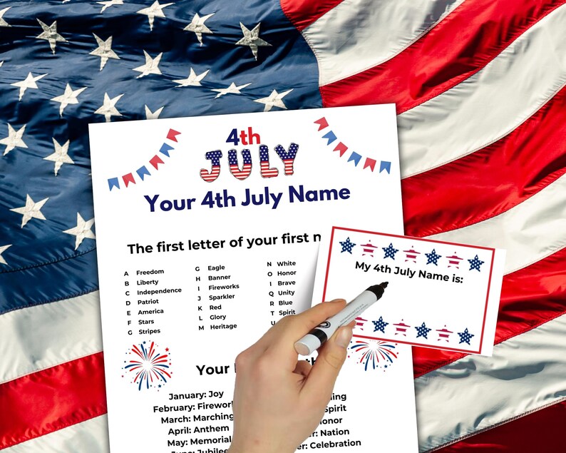 4th of July Name Game for Independence Day Celebrations, Printable ...