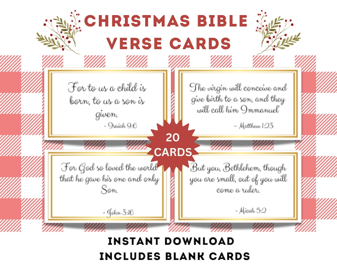 Christmas Scripture Verse Cards, Bible Verse Cards, Christian Advent ...