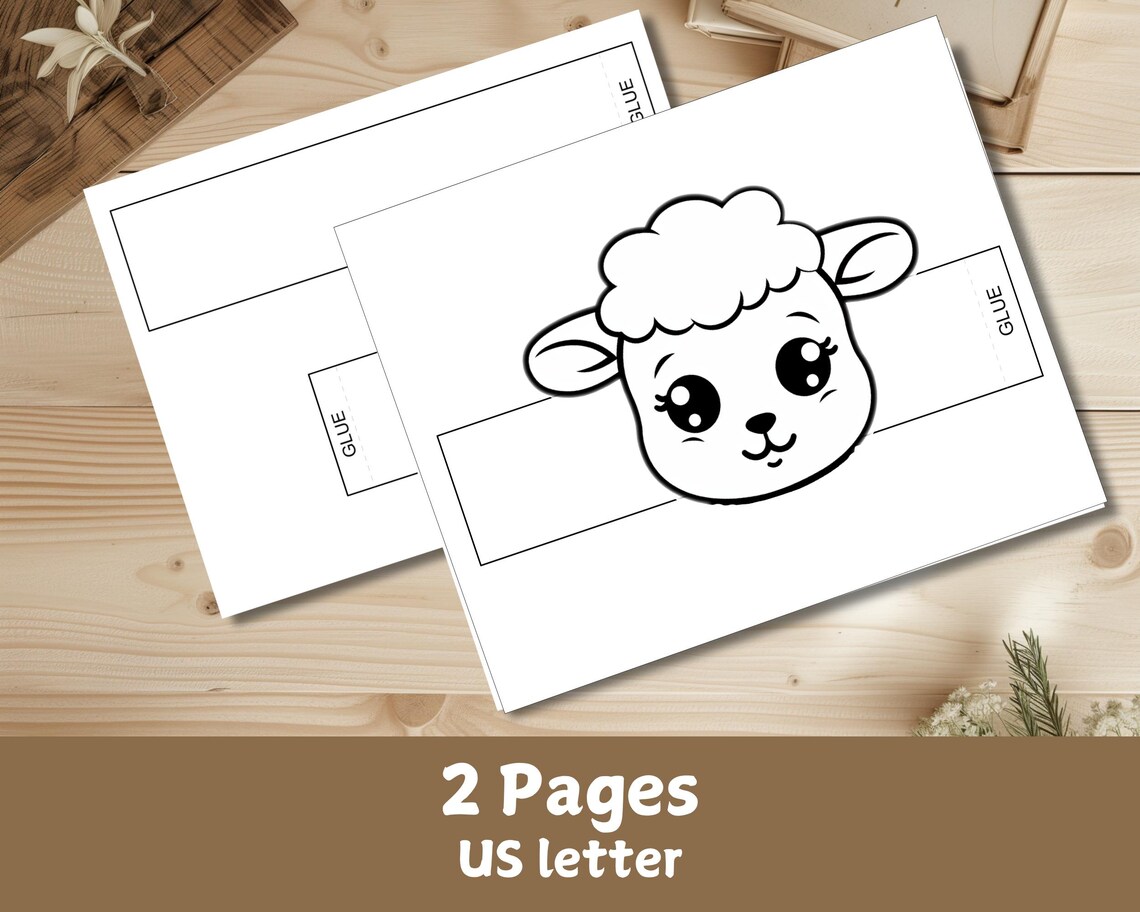 Sheep Coloring Craft, Lamb Paper Crown Party Activity, Farm Animal ...