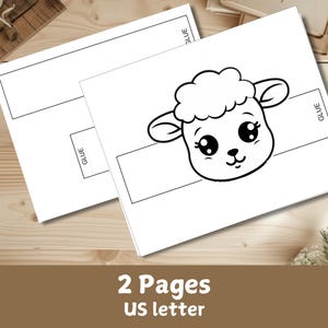 Sheep Coloring Craft, Lamb Paper Crown Party Activity, Farm Animal ...