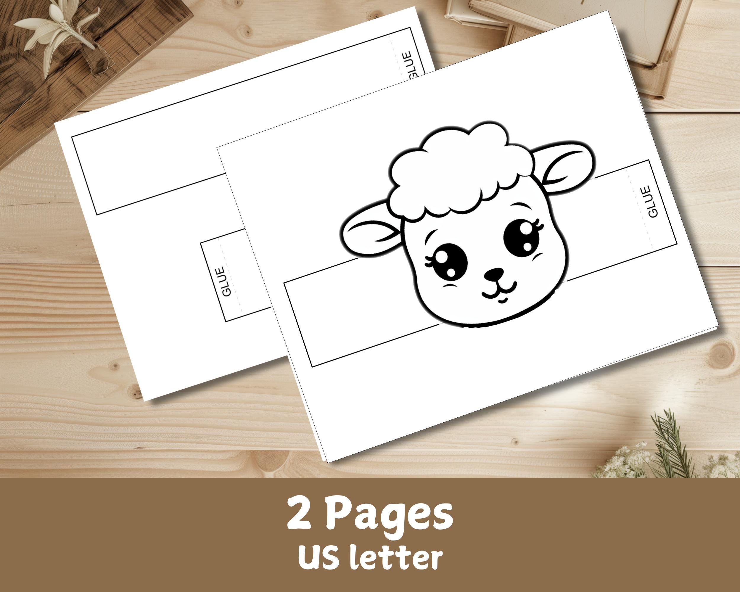 Sheep Coloring Craft, Lamb Paper Crown Party Activity, Farm Animal ...