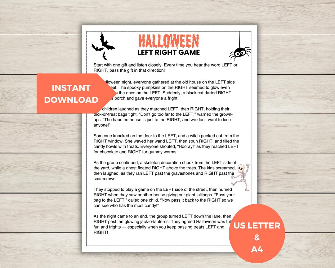 Halloween Left Right Game, Family Game Printable, Fun Activity for Kids ...