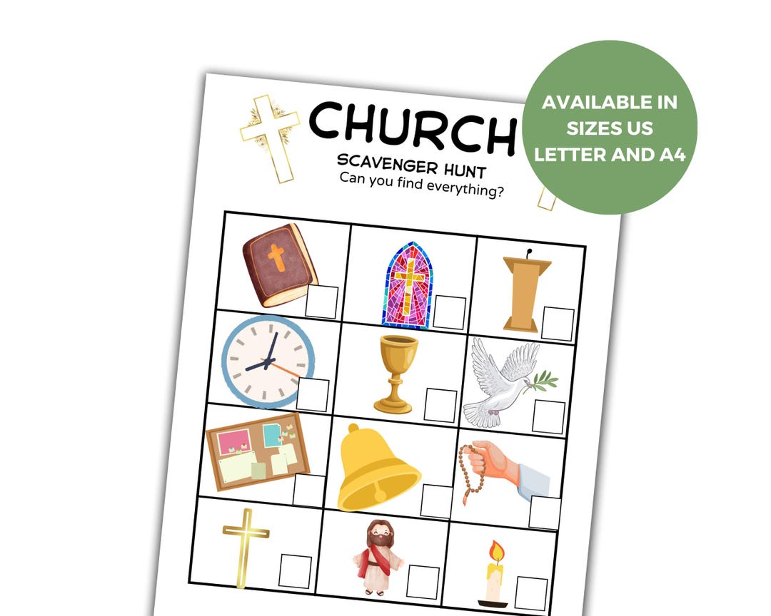Printable Church Scavenger Hunt for Kids, Fun & Engaging Activity for ...