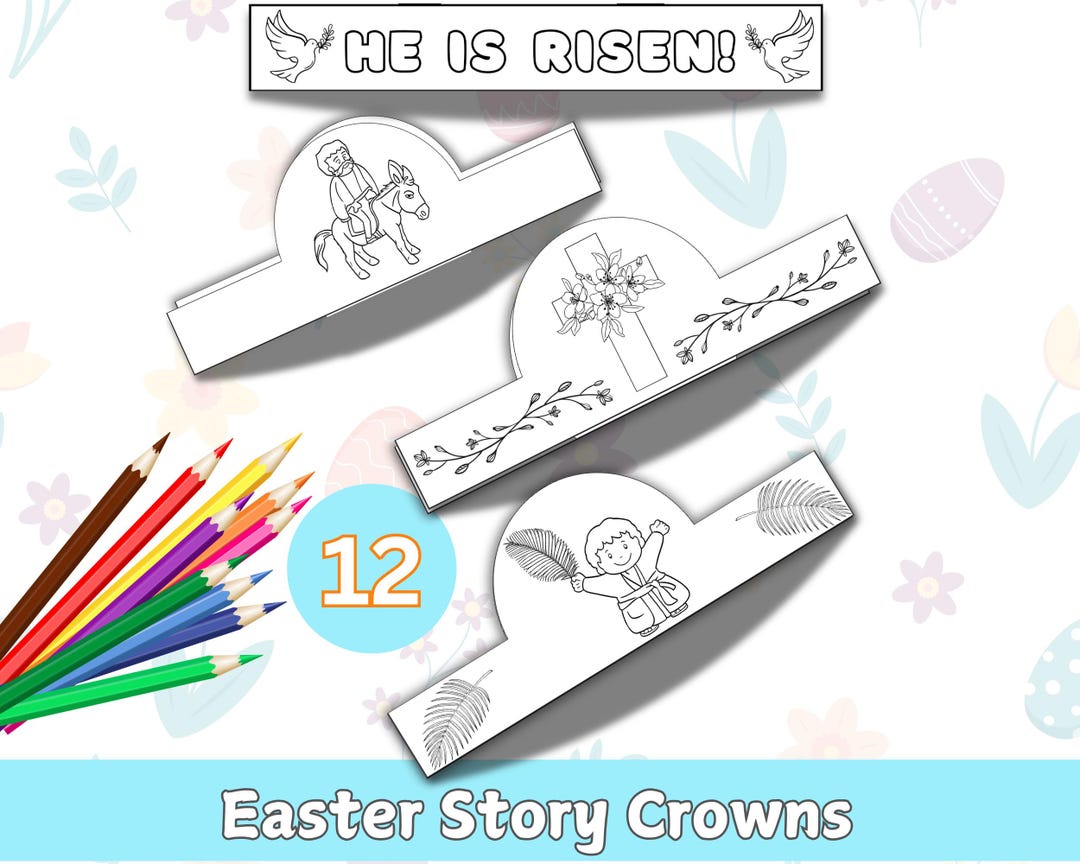 12 Easter Story Crowns, Printable Christian Headbands for Sunday School ...