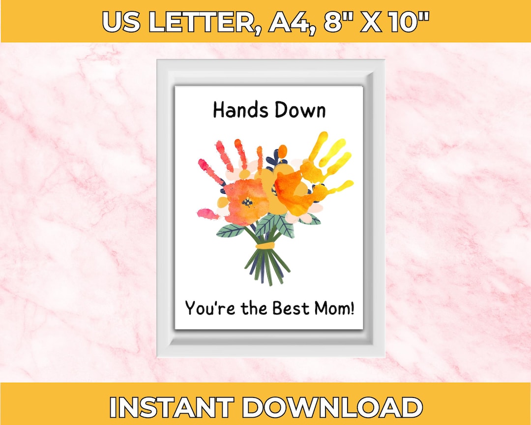 Mother’s Day Handprint Art Printable, Mom Keepsake Gift From Kids, DIY ...