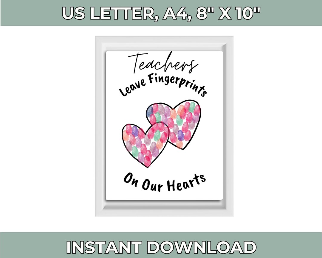 Teacher Handprint Art Printable, End of Year or Mother's Day Gift From ...