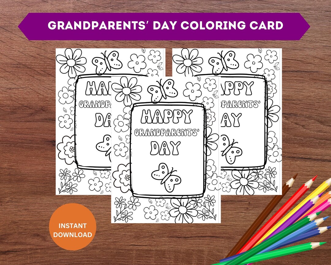 Grandparents' Day Coloring Card, Kid's Grandparents' Day Activity ...