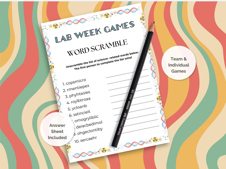 Printable Lab Week 7 Games Bundle, 2025 Lab Week, Co-worker Games ...