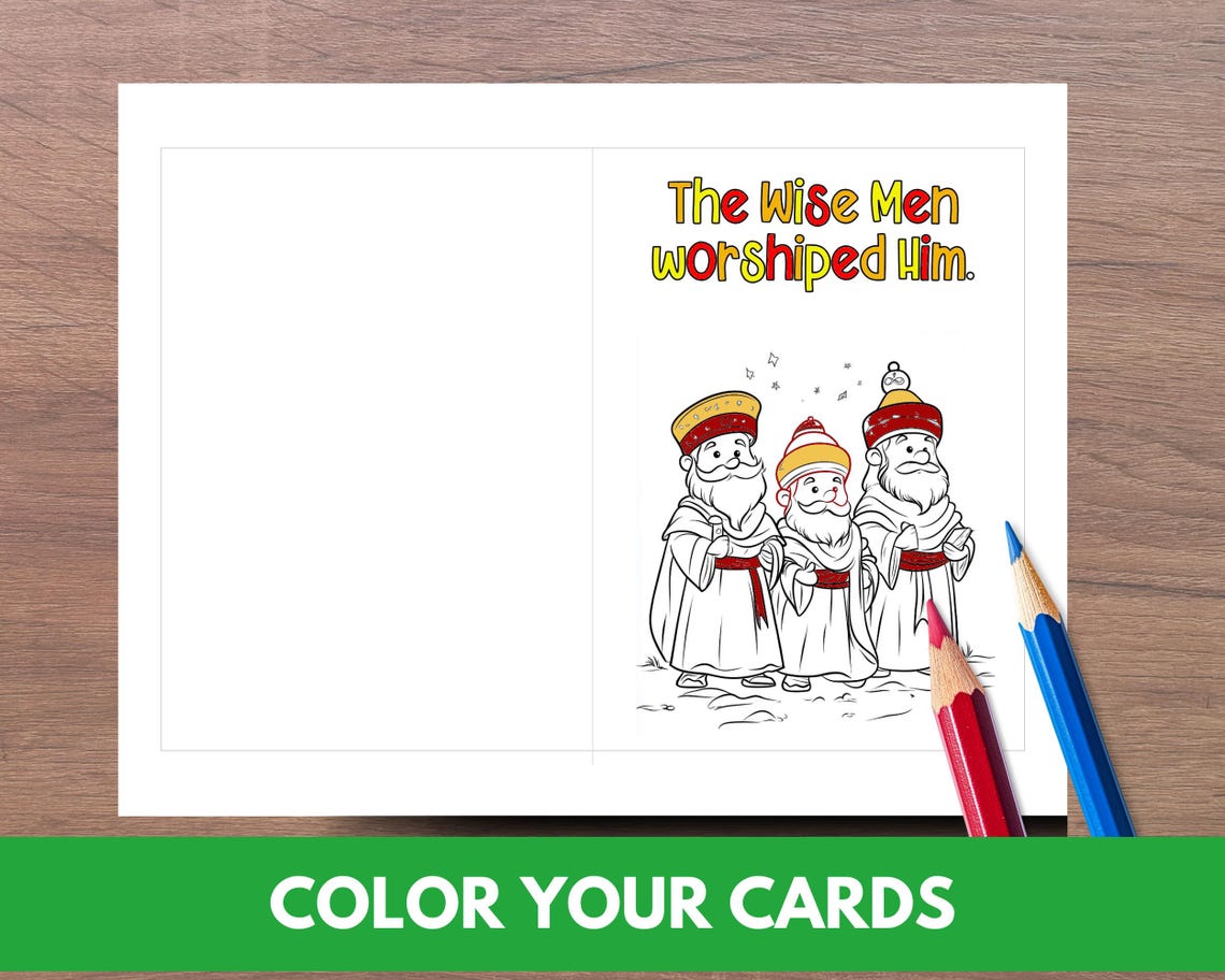 Christian Christmas Coloring Cards Craft, Christian Sunday School ...