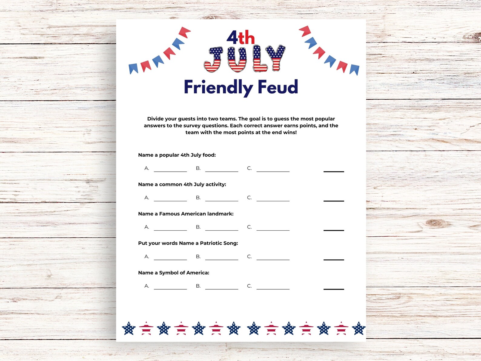 4th of July Family Feud Game, Independence Day Celebrations, Family ...