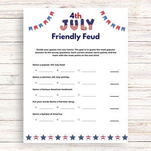 4th of July Family Feud Game, Independence Day Celebrations, Family ...
