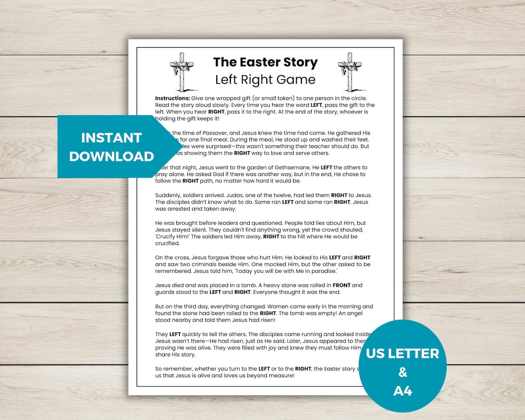 Bible Game Easter Story Left Right Game, Christian Easter Party Game ...