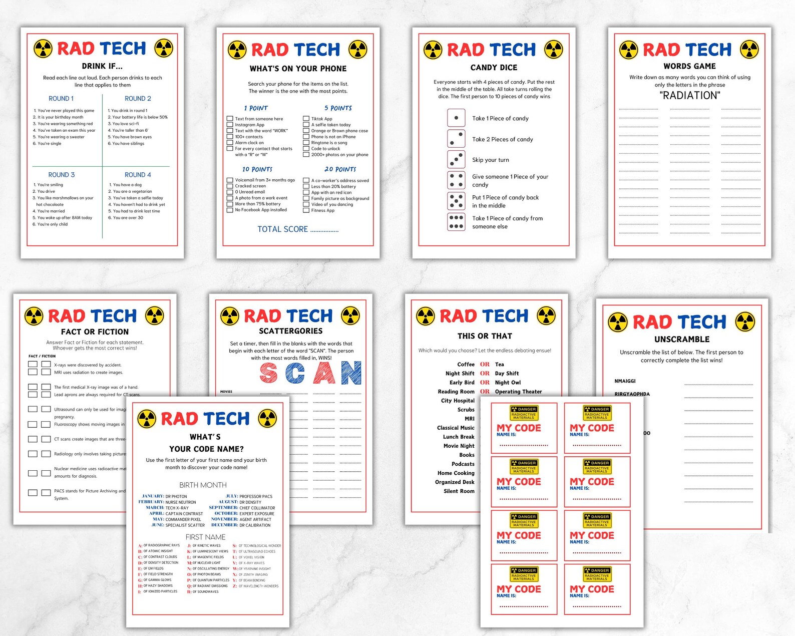 Rad Tech Week Games Bundle , Happy Rad Tech Week, Radiology Tech ...