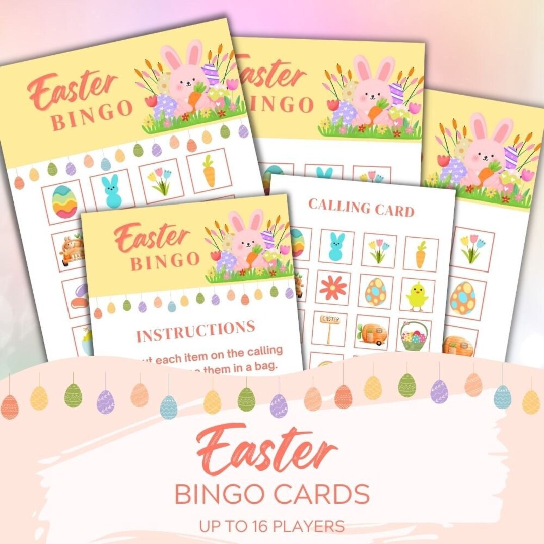 Printable Easter Bingo Game for Kids, Spring Bingo Cards, Fun Family ...