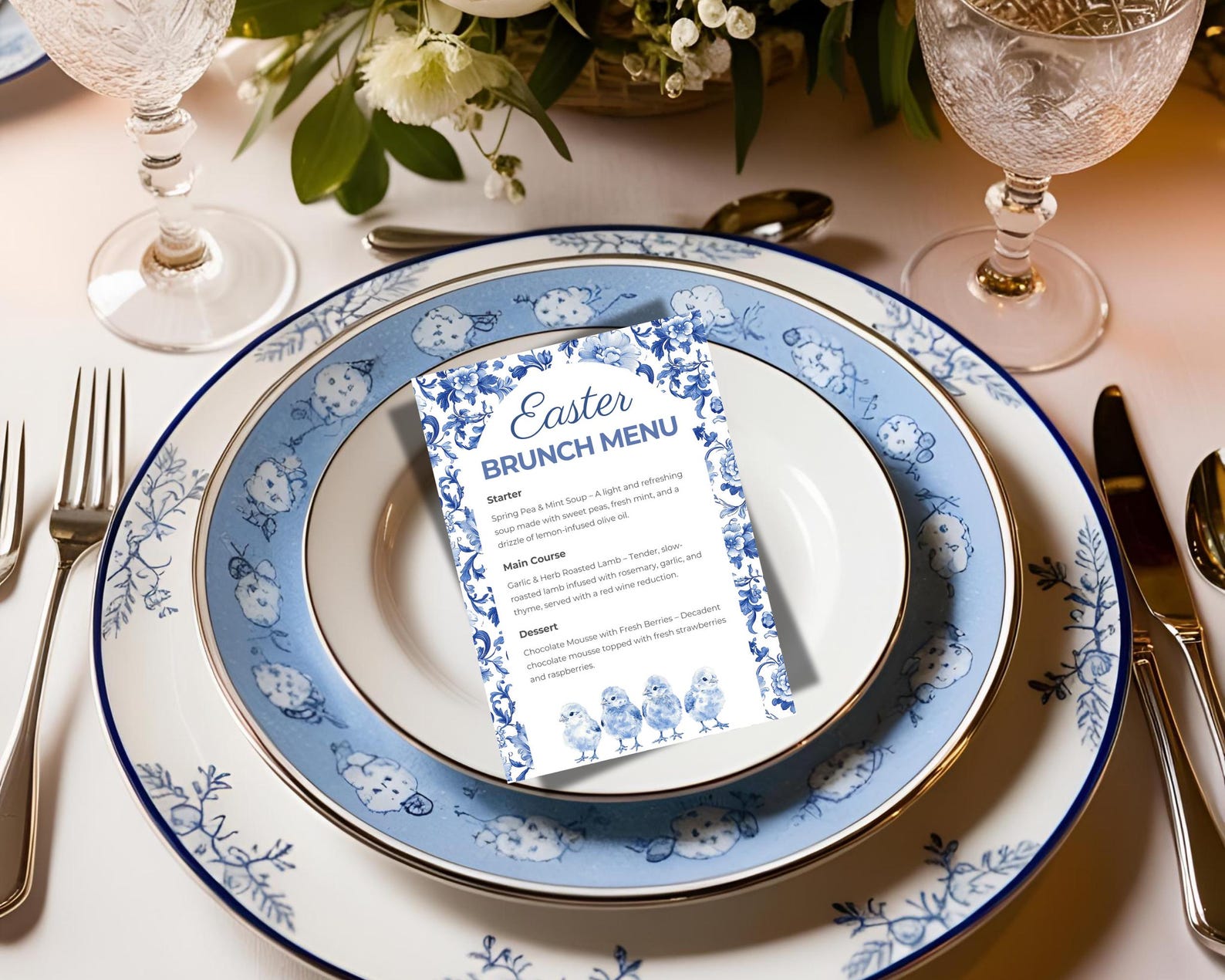 Easter Brunch Menu Template, Printable Easter Menu, Spring Lunch Menu ...