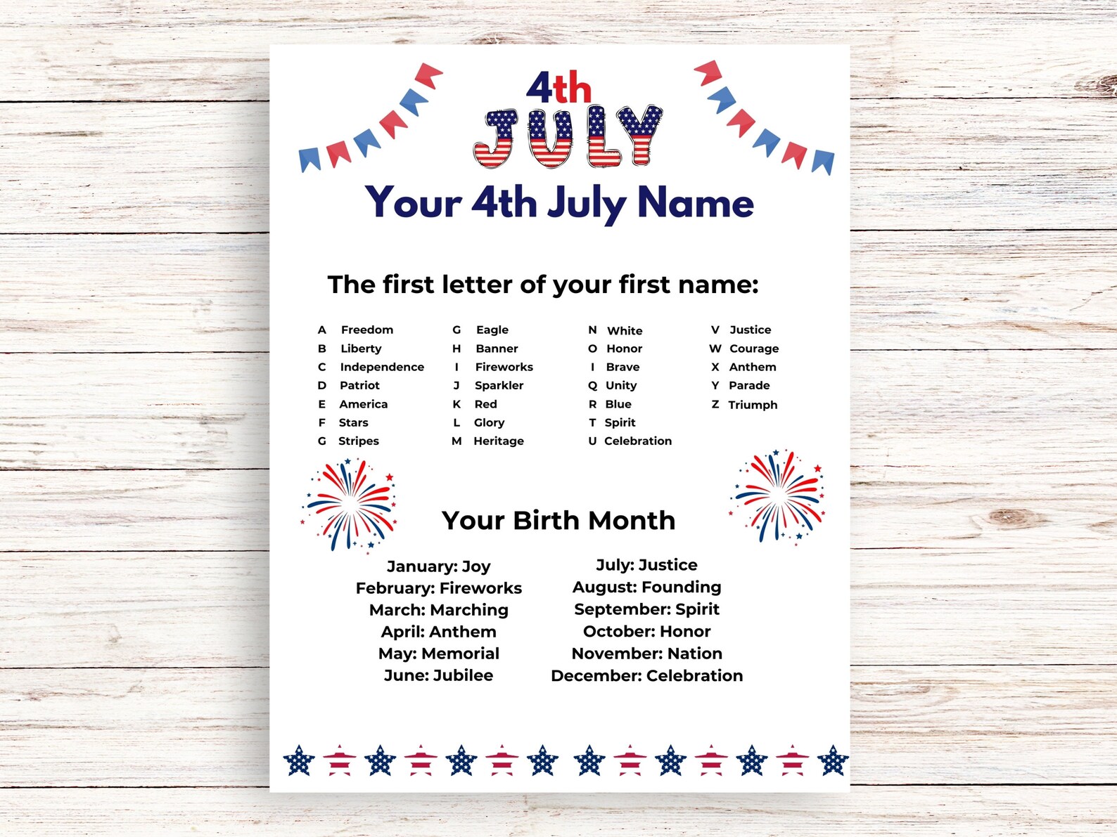 4th of July Name Game for Independence Day Celebrations, Printable ...