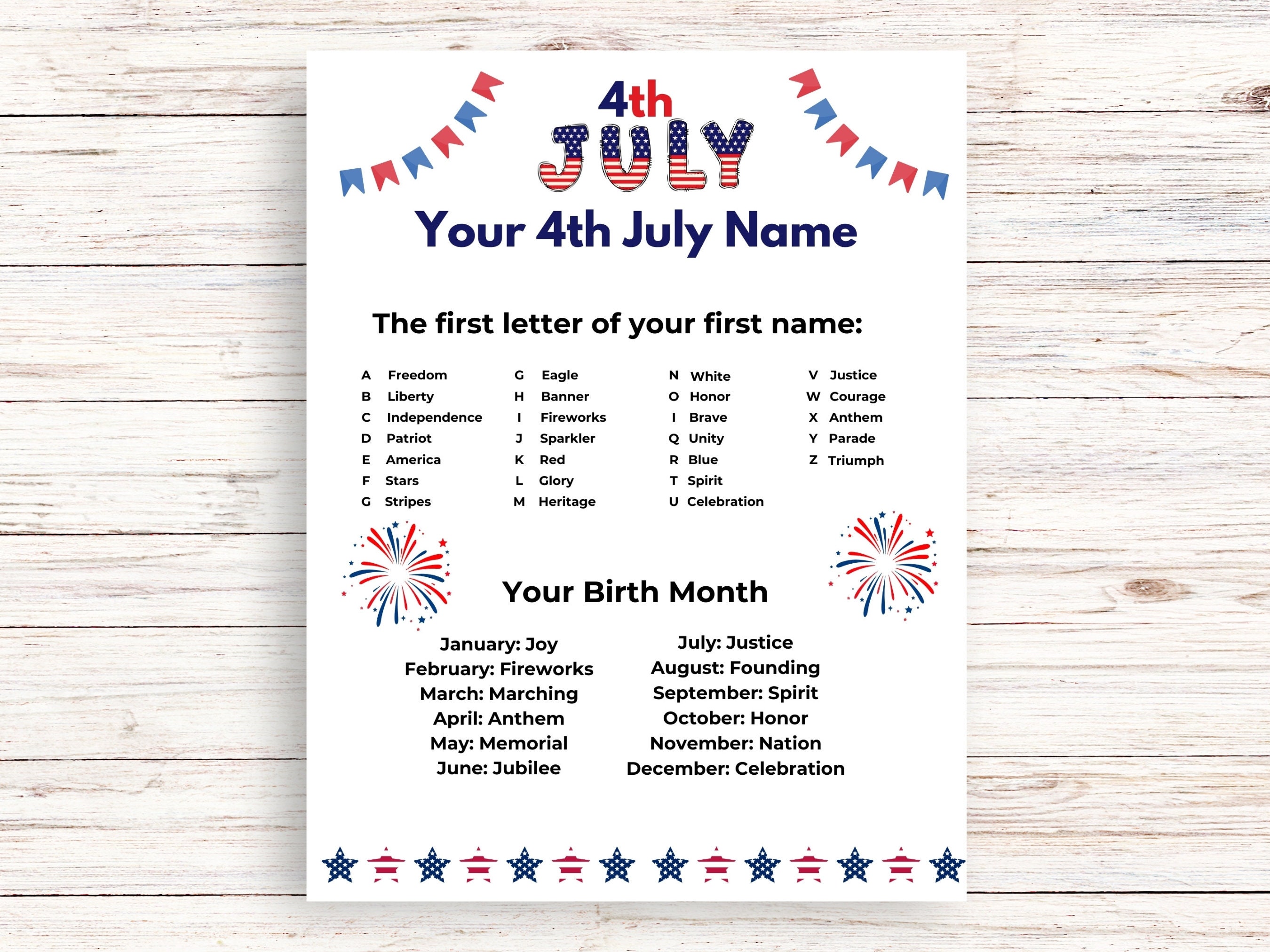 4th of July Name Game for Independence Day Celebrations, Printable ...