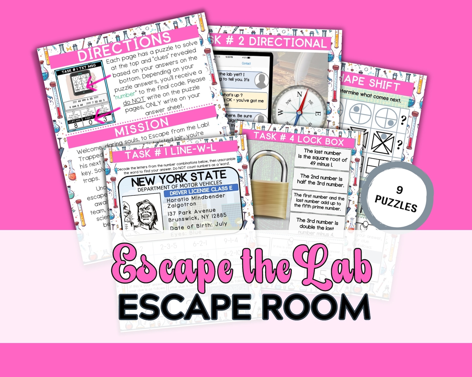 Escape Room for Kids - Escape the Lab , Printable Game With 9 Puzzles ...