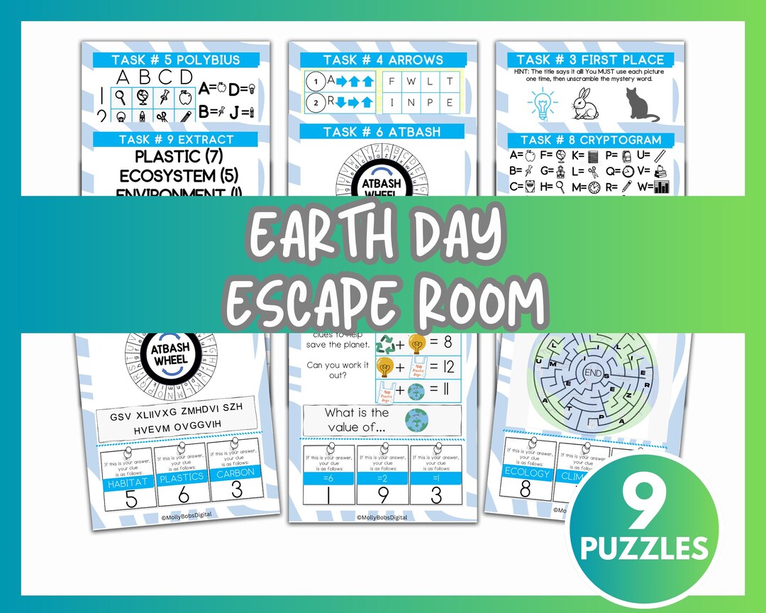 Earth Day Escape Room Party Game for Kids Printable Eco Challenge Fun ...