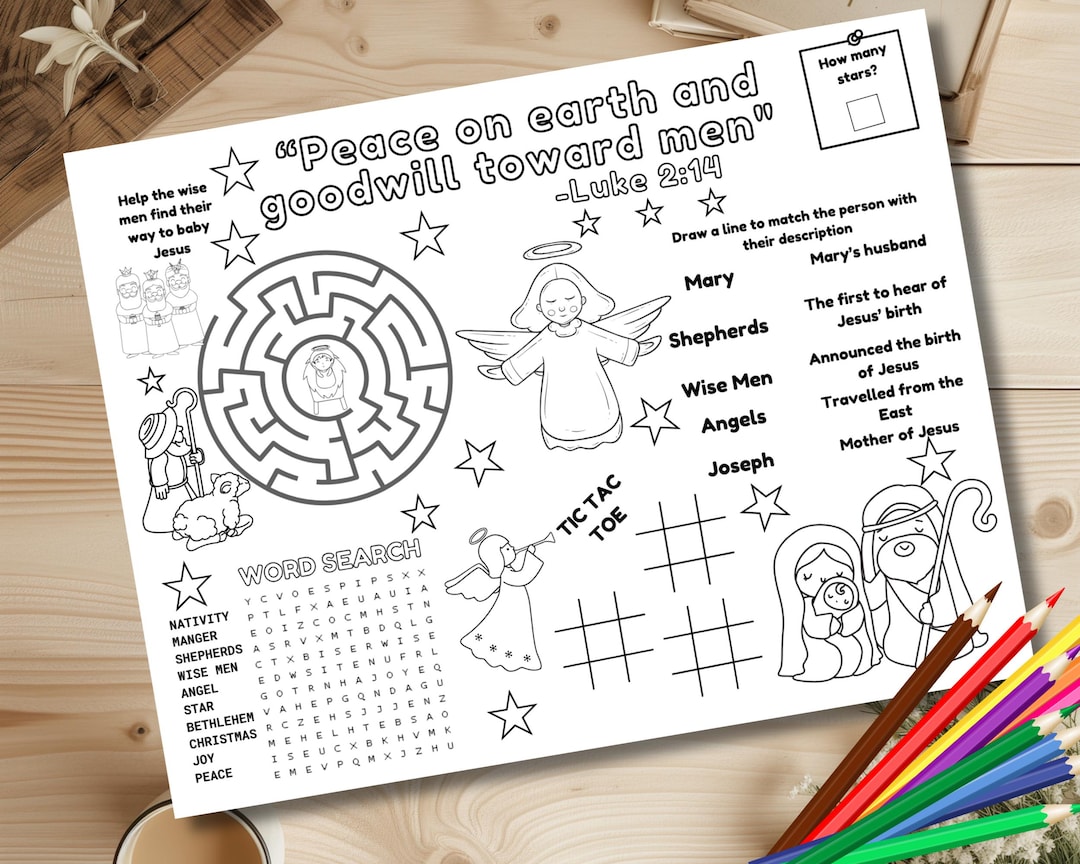 Christmas Coloring Placemat Activity, Kid's Christmas Party Activity ...