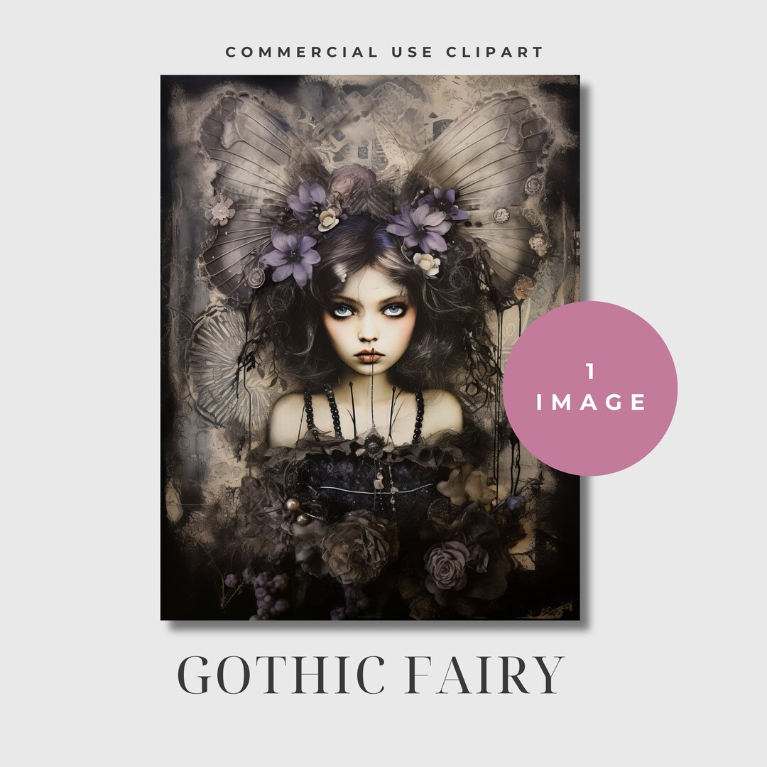 Gothic Fairy Digital Art Print, Dark Fantasy Illustration, Home Decor ...