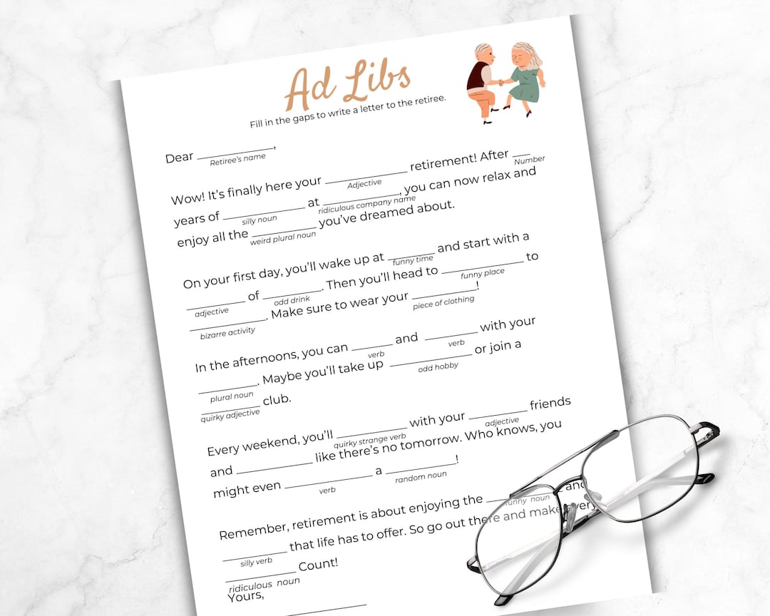 Ad Libs Retirement Game. Print & Play, Perfect for Office Retirement ...