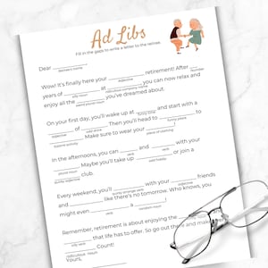 Ad Libs Retirement Game. Print & Play, Perfect for Office Retirement ...