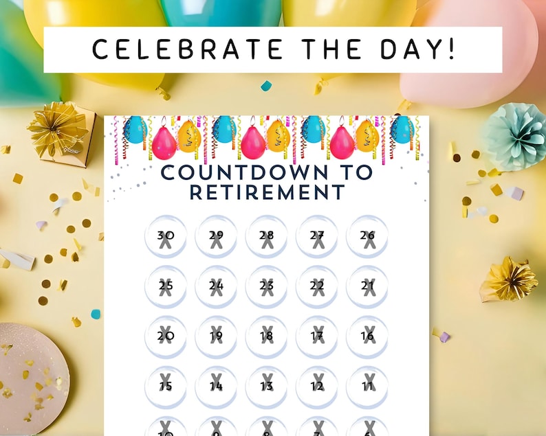 30 Day Retirement Countdown Calendar, Retirement Celebration ...