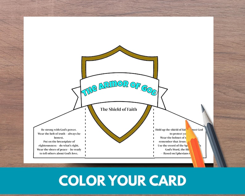 Armor of God Craft Printable, Bible Verse Activity for Kids, Christian ...