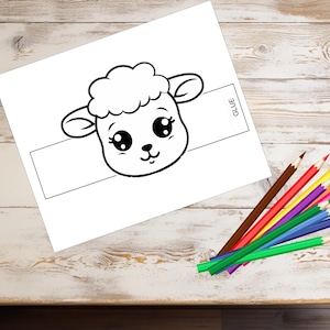 Sheep Coloring Craft, Lamb Paper Crown Party Activity, Farm Animal ...
