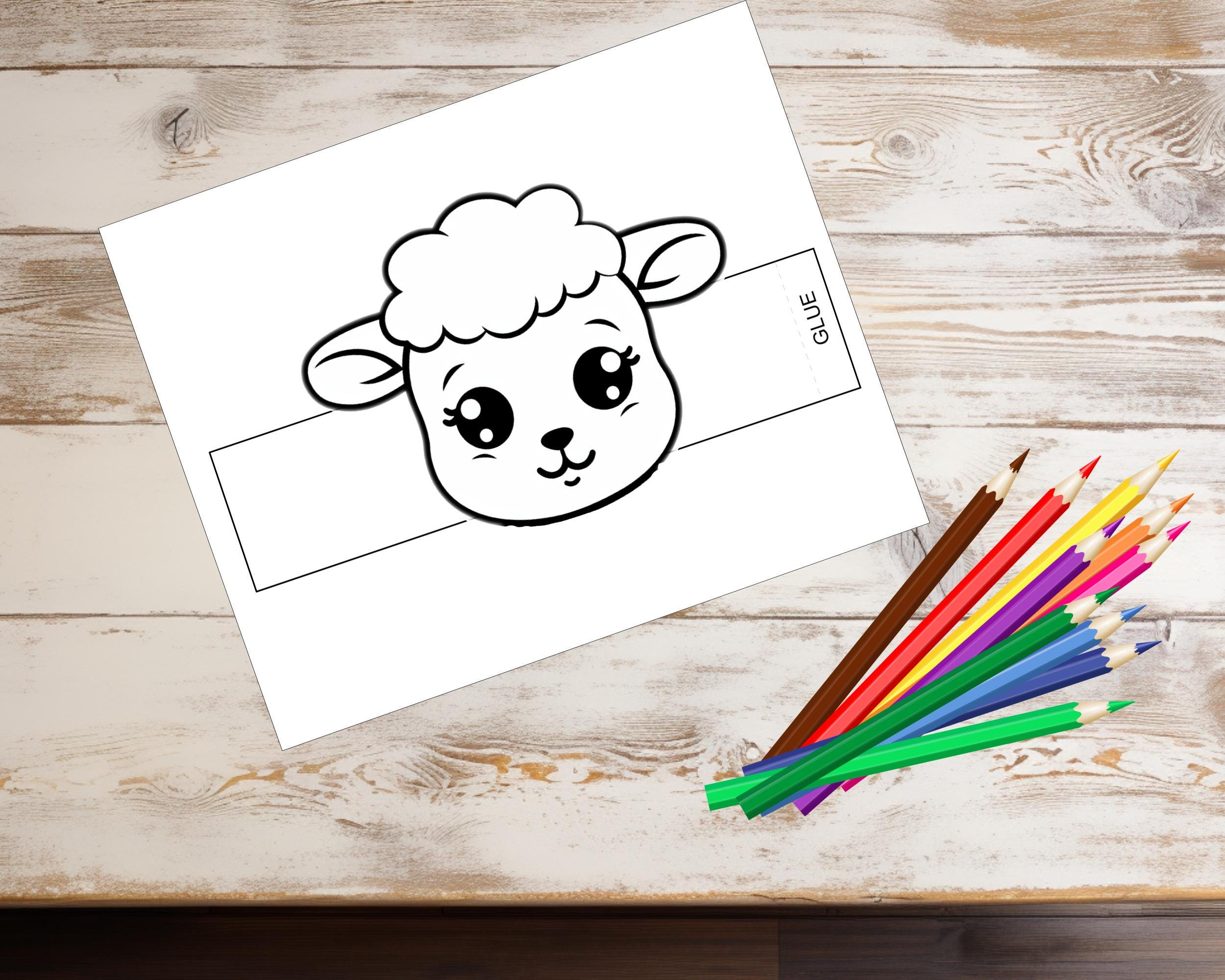 Sheep Coloring Craft, Lamb Paper Crown Party Activity, Farm Animal ...